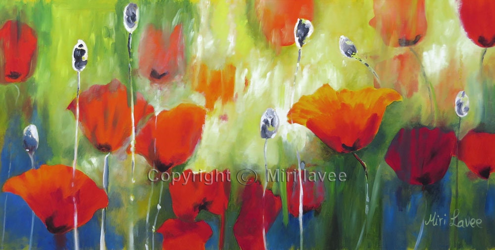 Living Room Painting Extra Large Painting Red Poppy | Etsy