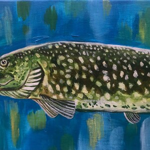 Pike Fish Painting Modern Abstract Art Underwater Acrylic Painting ...