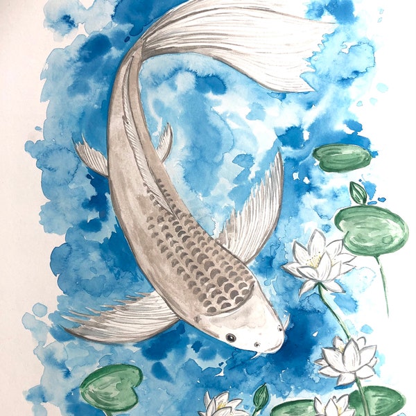 Koi Fish Ink Painting - Etsy