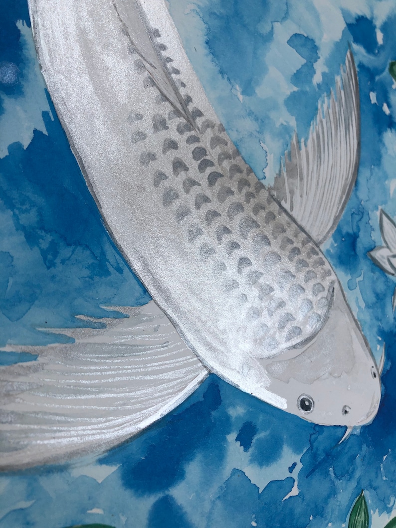 Koi Fish Painting Koi Decor Butterfly Koi Oriental Wall Art Japanese ...