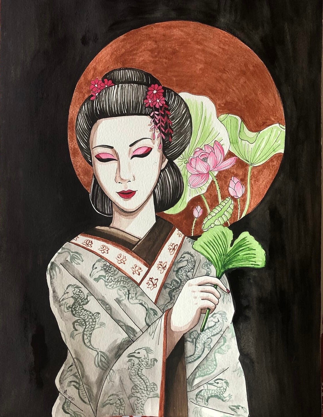 Japanese Lady Drawing