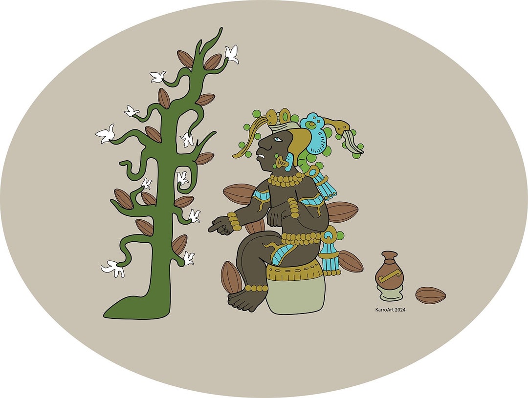Mayan Cacao God Native American Art Guatemala Central America Digital ...