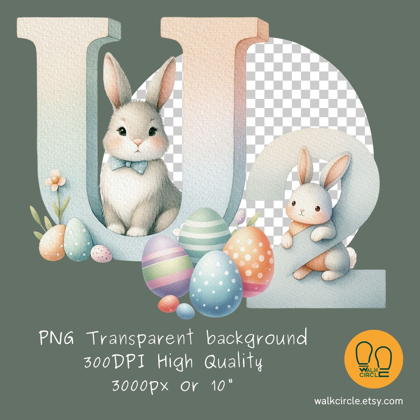 Easter Bunny, Easter Alphabet, Alphabet Watercolor, Easter Eggs Png ...