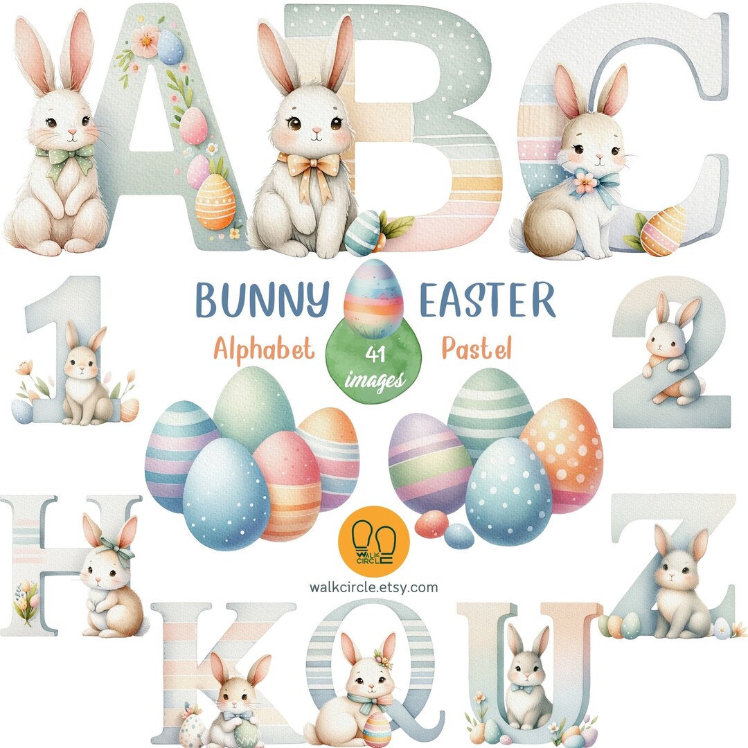 Easter Bunny, Easter Alphabet, Alphabet Watercolor, Easter Eggs Png ...