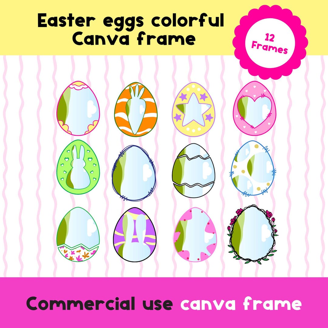 Easter Egg Canva Frames, Festive Clipart Borders (digital Download) - Etsy