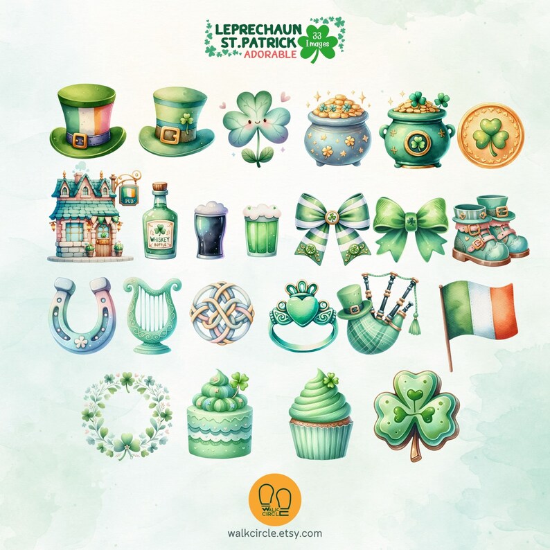 Leprechaun St.patrick Watercolor Clipart, 33 Irish Celebration PNG ...