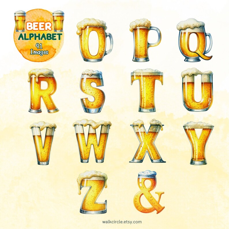 Beer Alphabet PNG, Watercolor Summer Clipart (digital Download) - Etsy