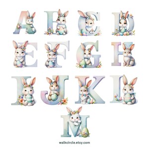 Easter Bunny, Easter Alphabet, Alphabet Watercolor, Easter Eggs Png ...