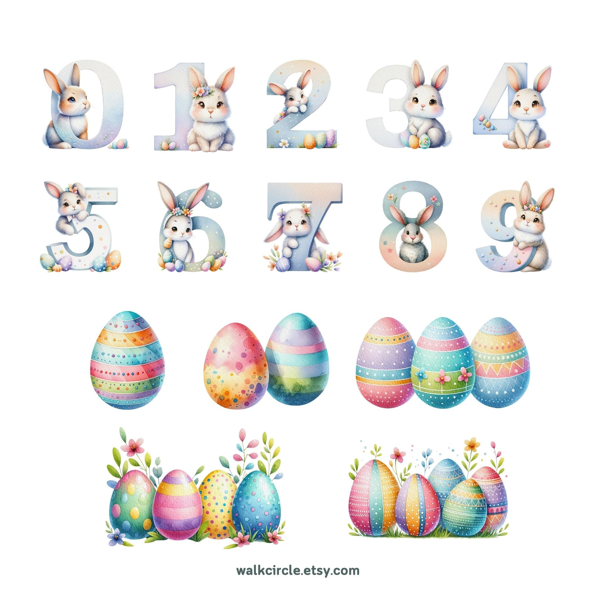 Easter Bunny, Easter Alphabet, Alphabet Watercolor, Easter Eggs Png ...