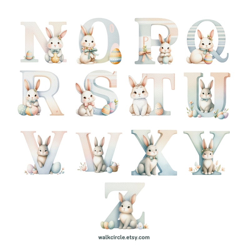 Easter Bunny, Easter Alphabet, Alphabet Watercolor, Easter Eggs Png ...