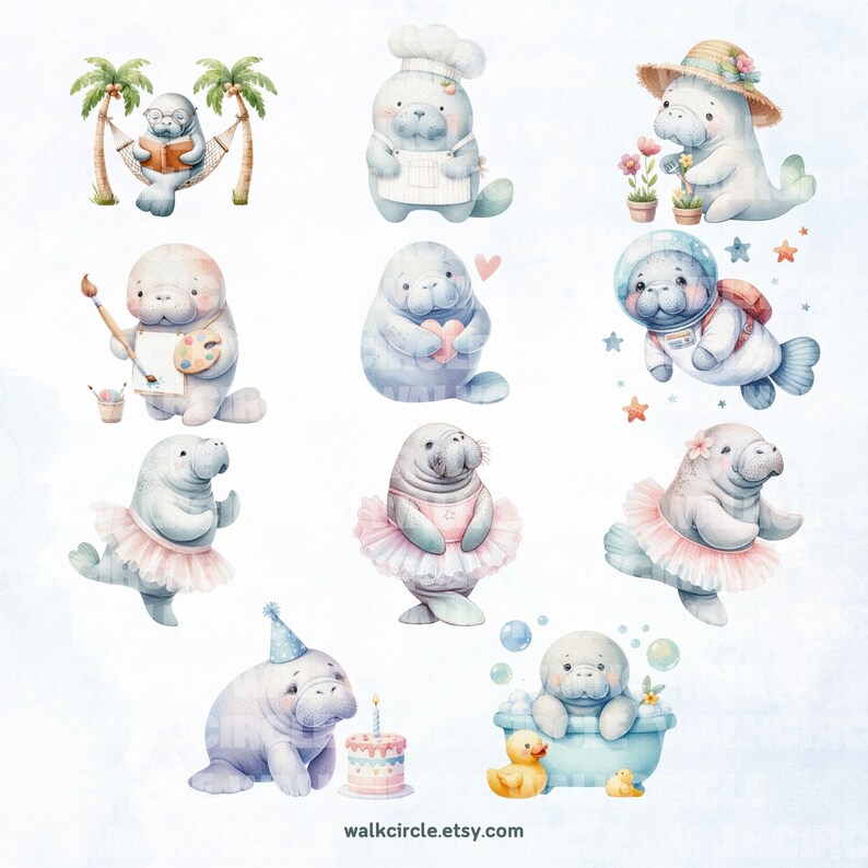 Manatee Clipart Png Manatee Clipart for T-shirt Cute Manatee Clipart ...