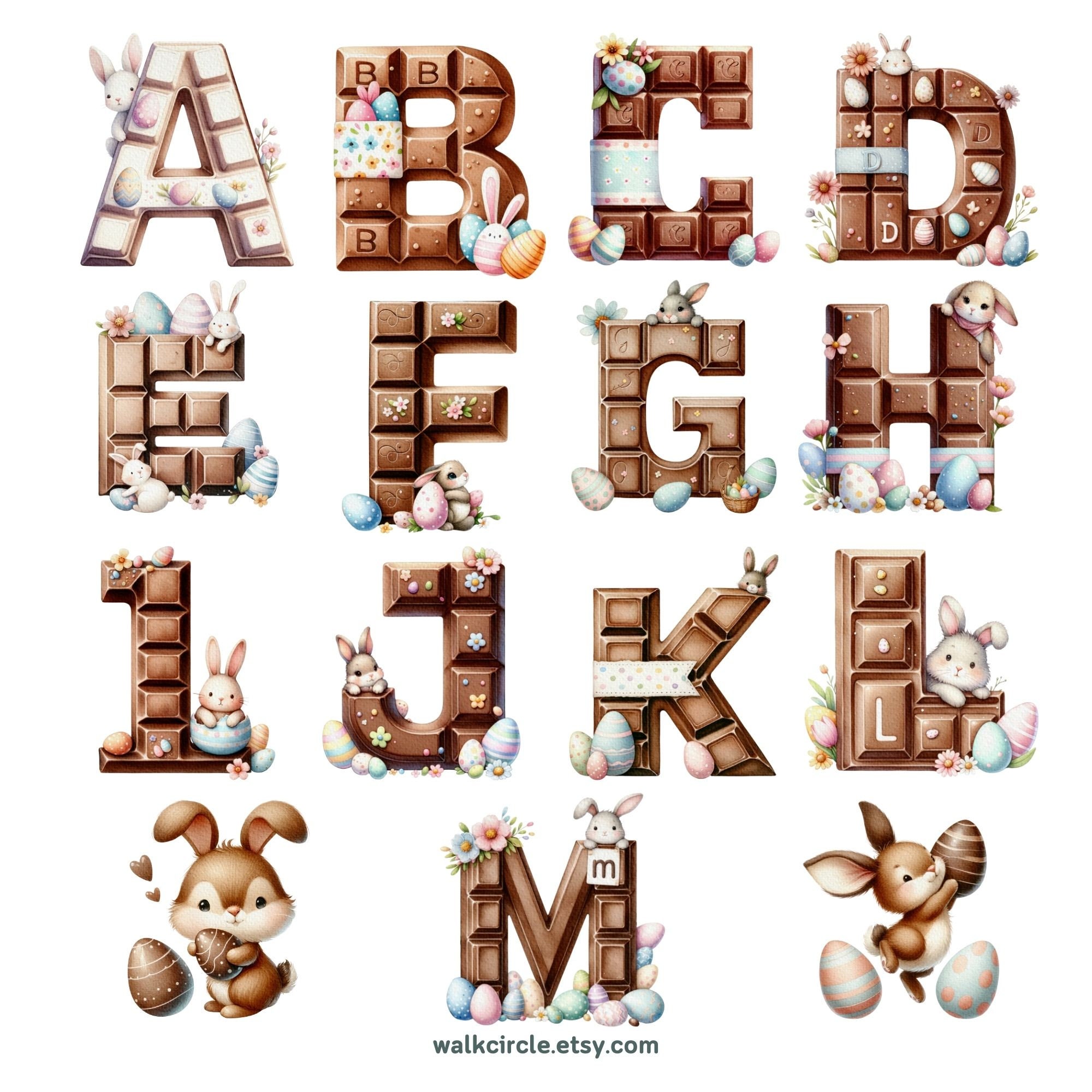 Easter Bunny, Easter Alphabet, Alphabet Watercolor, Easter Eggs Png ...