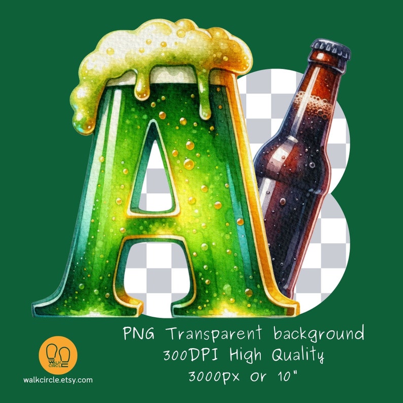 Green Beer, Alphabet PNG, Beer Clipart, St. Patrick Sublimation, Summer ...