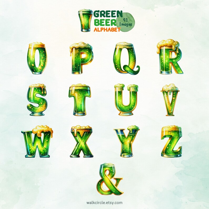 Green Beer, Alphabet PNG, Beer Clipart, St. Patrick Sublimation, Summer ...