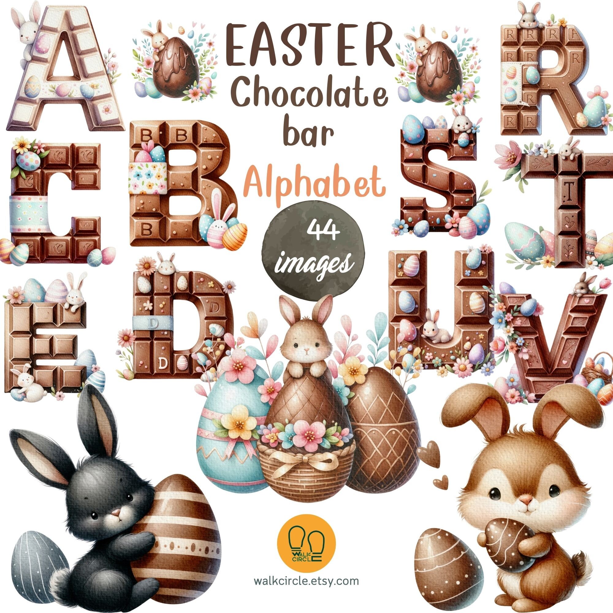 Easter Bunny, Easter Alphabet, Alphabet Watercolor, Easter Eggs Png ...