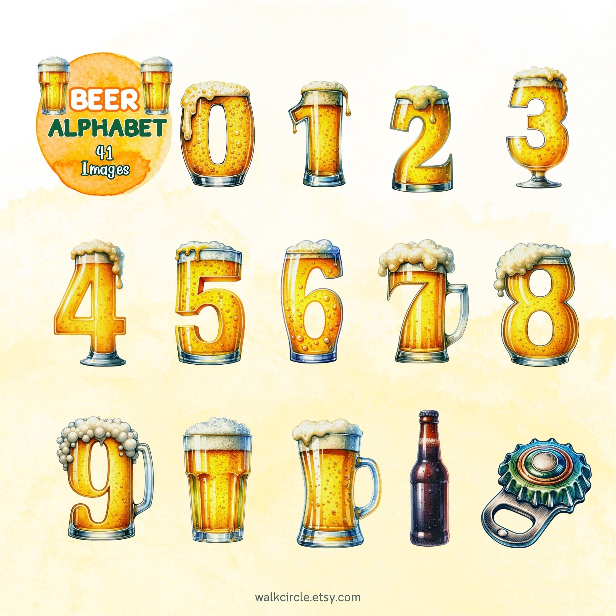 Beer Alphabet PNG, Watercolor Summer Clipart (digital Download) - Etsy