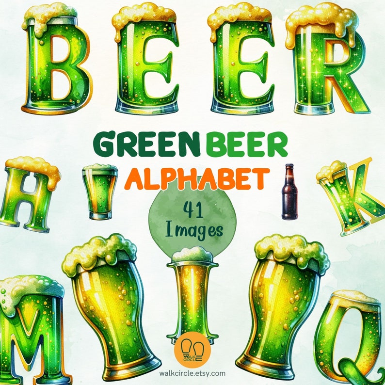 Green Beer, Alphabet PNG, Beer Clipart, St. Patrick Sublimation, Summer ...