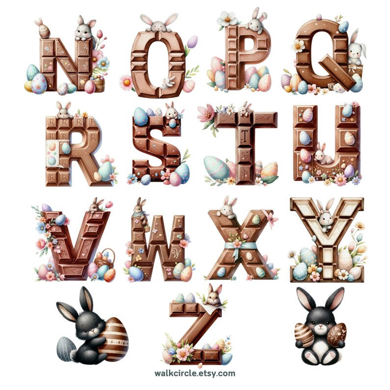 Easter Bunny, Easter Alphabet, Alphabet Watercolor, Easter Eggs Png ...