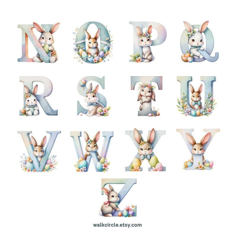 Easter Bunny, Easter Alphabet, Alphabet Watercolor, Easter Eggs Png ...