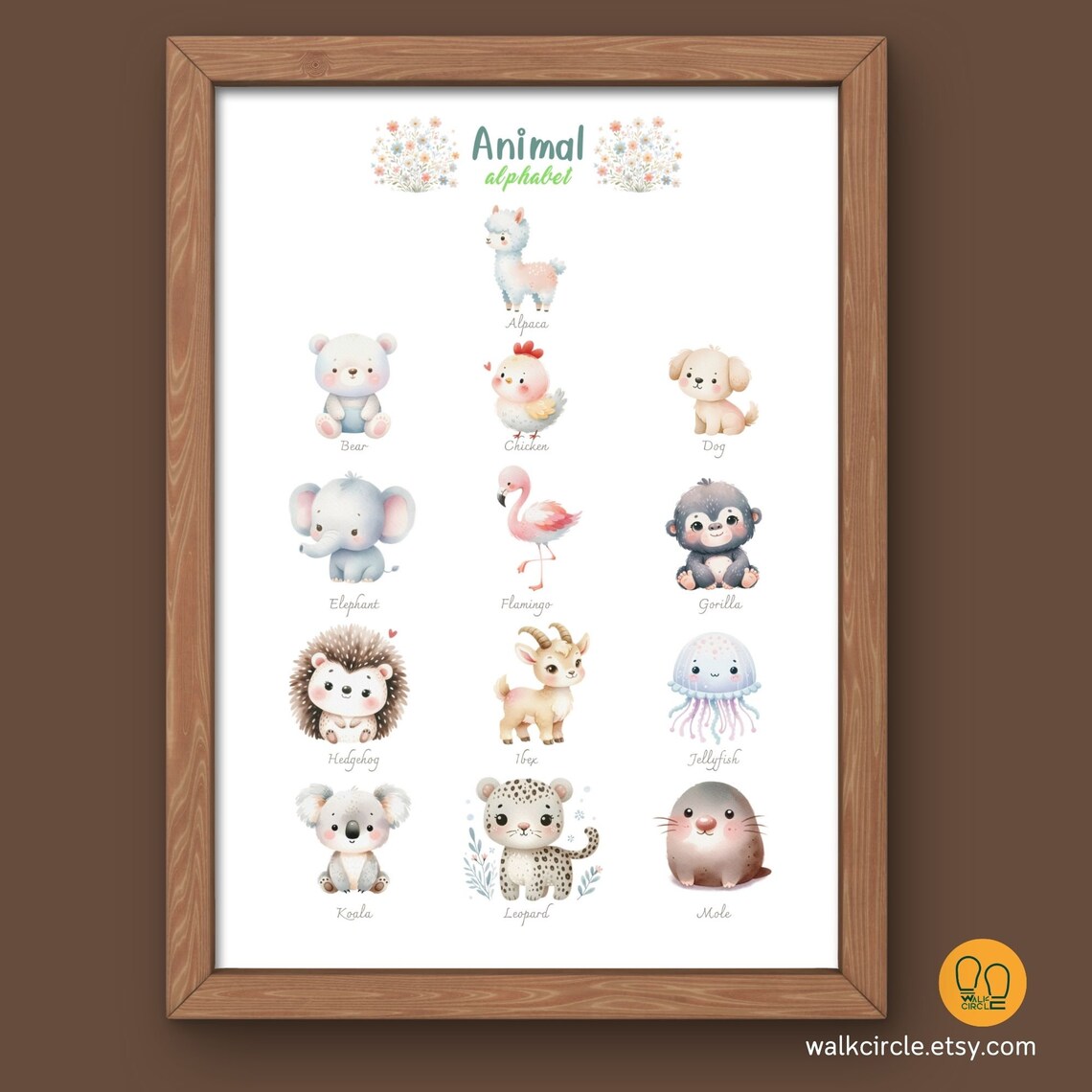 Watercolor Animal Alphabet Babies Clipart. Alphabet Animal Nursery Art ...