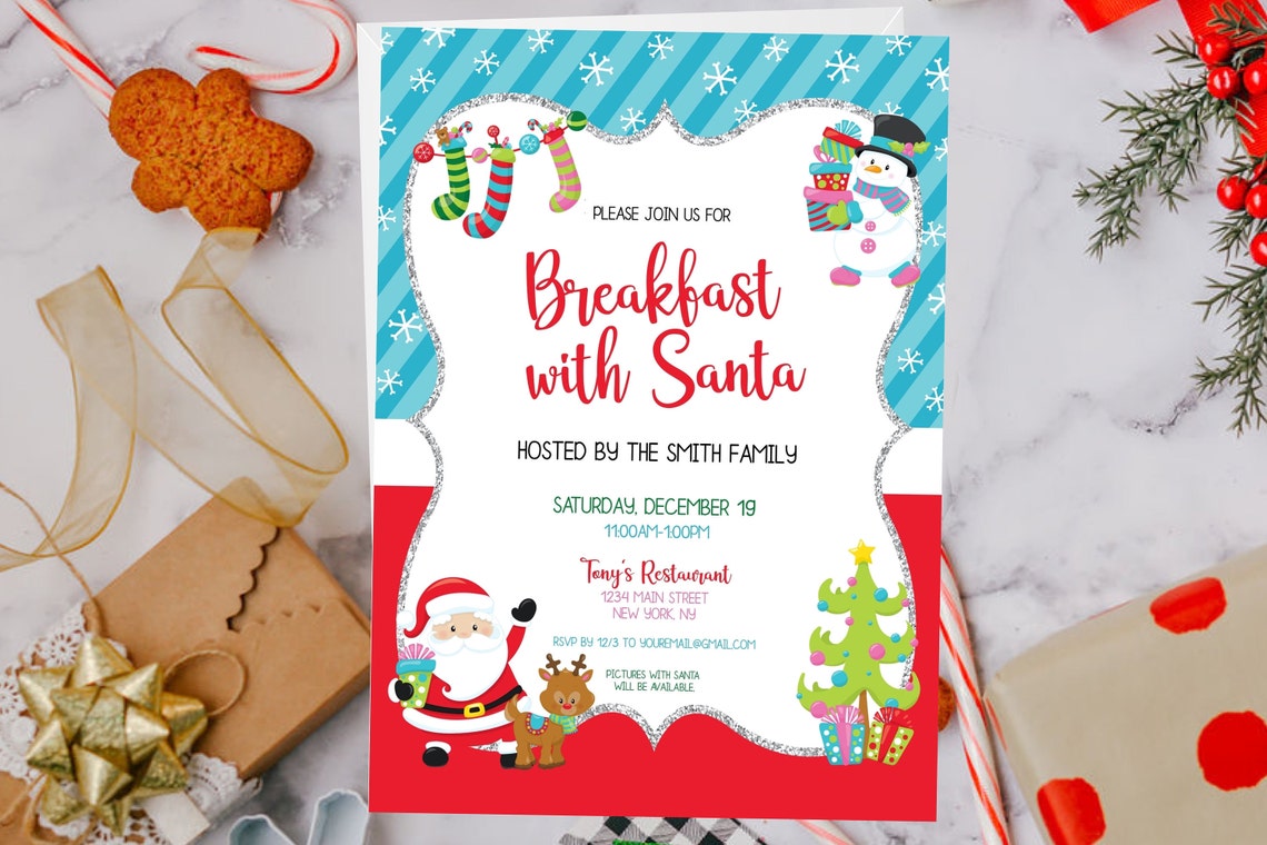 Editable Breakfast With Santa Invitation Template 5x7 - Etsy