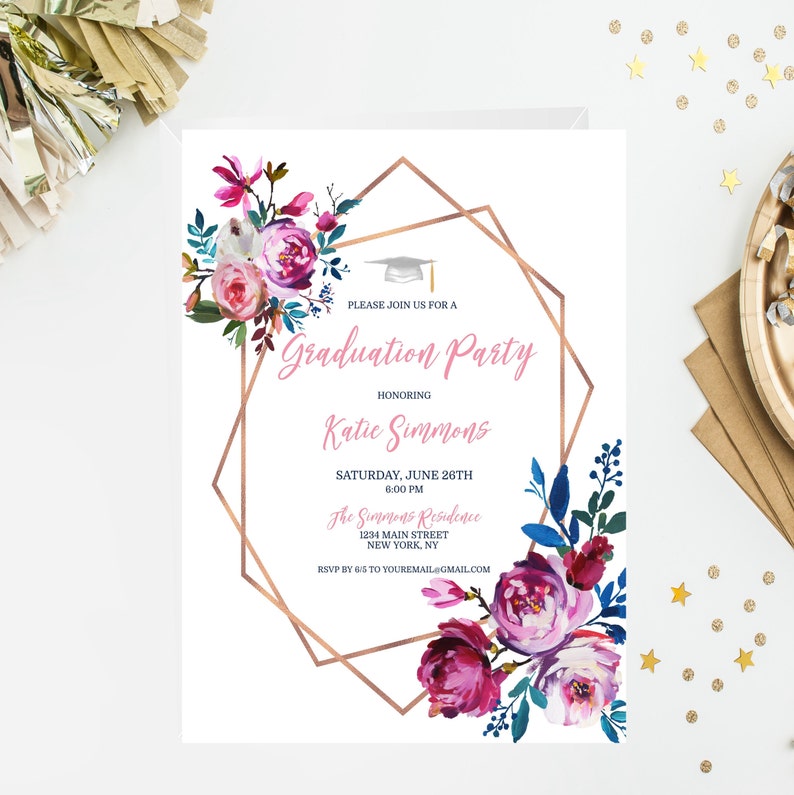 Floral Graduation Invitation Class of 2021 Graduation Invite | Etsy