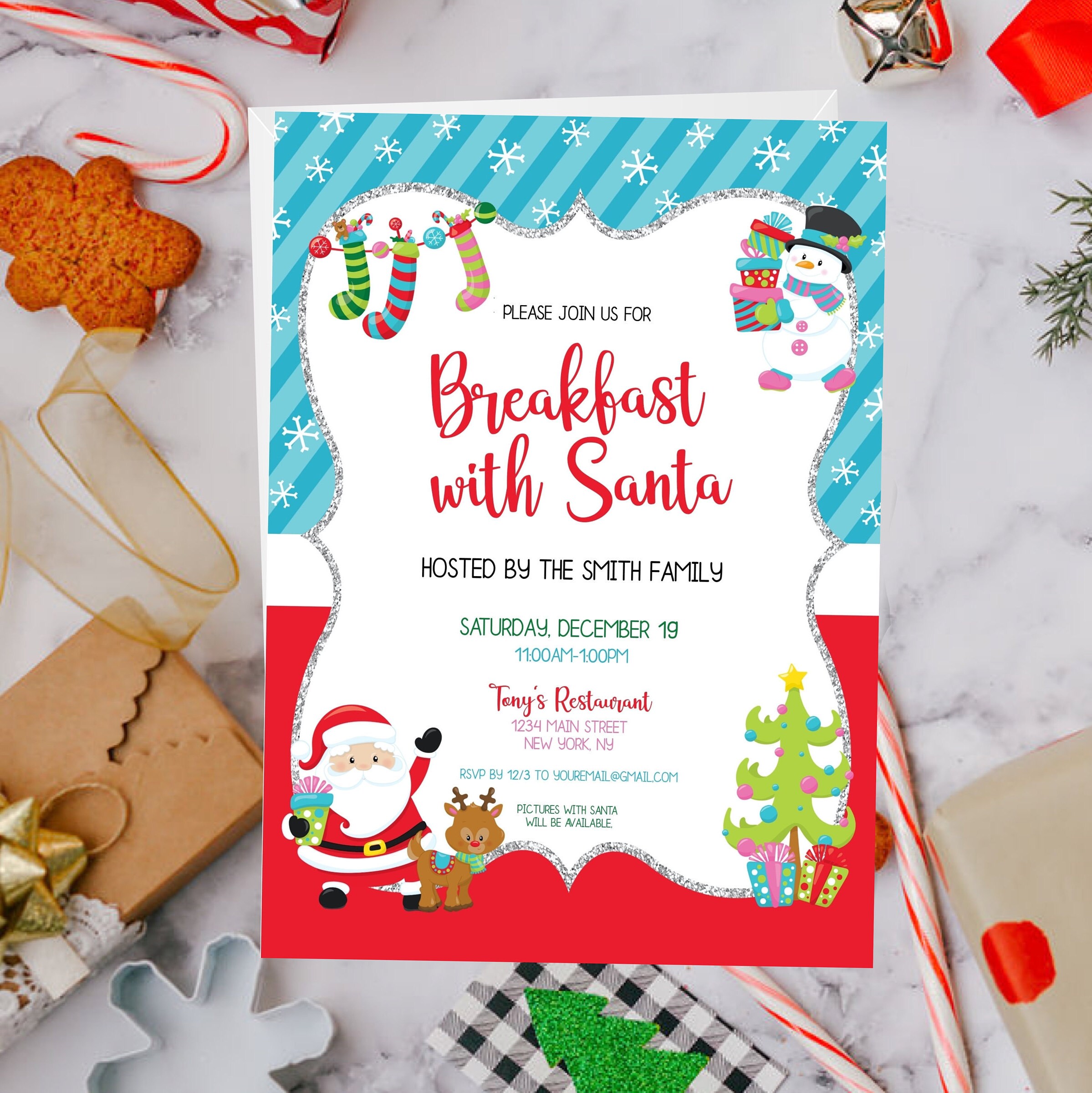 Editable Breakfast With Santa Invitation Template 5x7 - Etsy
