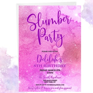 Slumber Party Invitation, Girl Birthday Invitation, Sleepover, Pajama ...