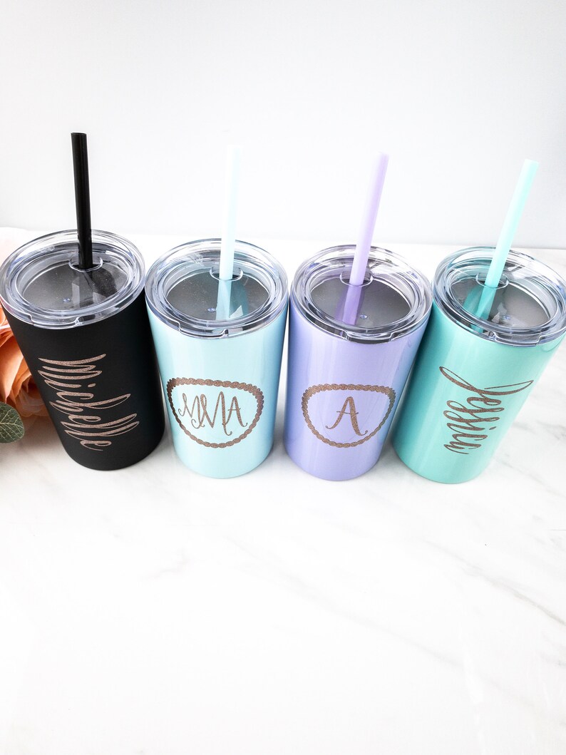 Personalized Skinny Mini Tumblers Monogram Tumbler Flower | Etsy