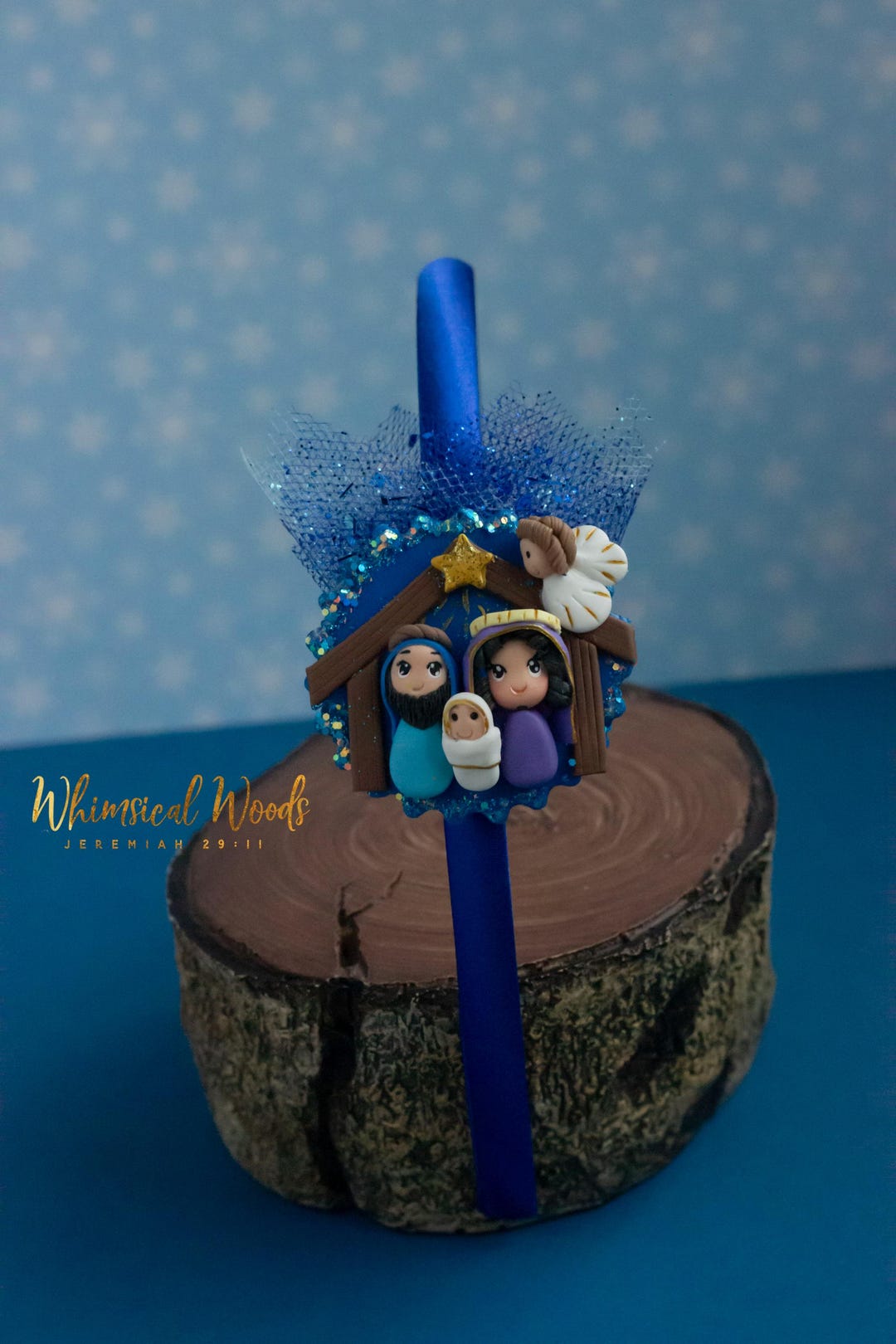 Blue Nativity Clay Headband Jesus Hair Bow Sweet Baby Jesus Christmas ...