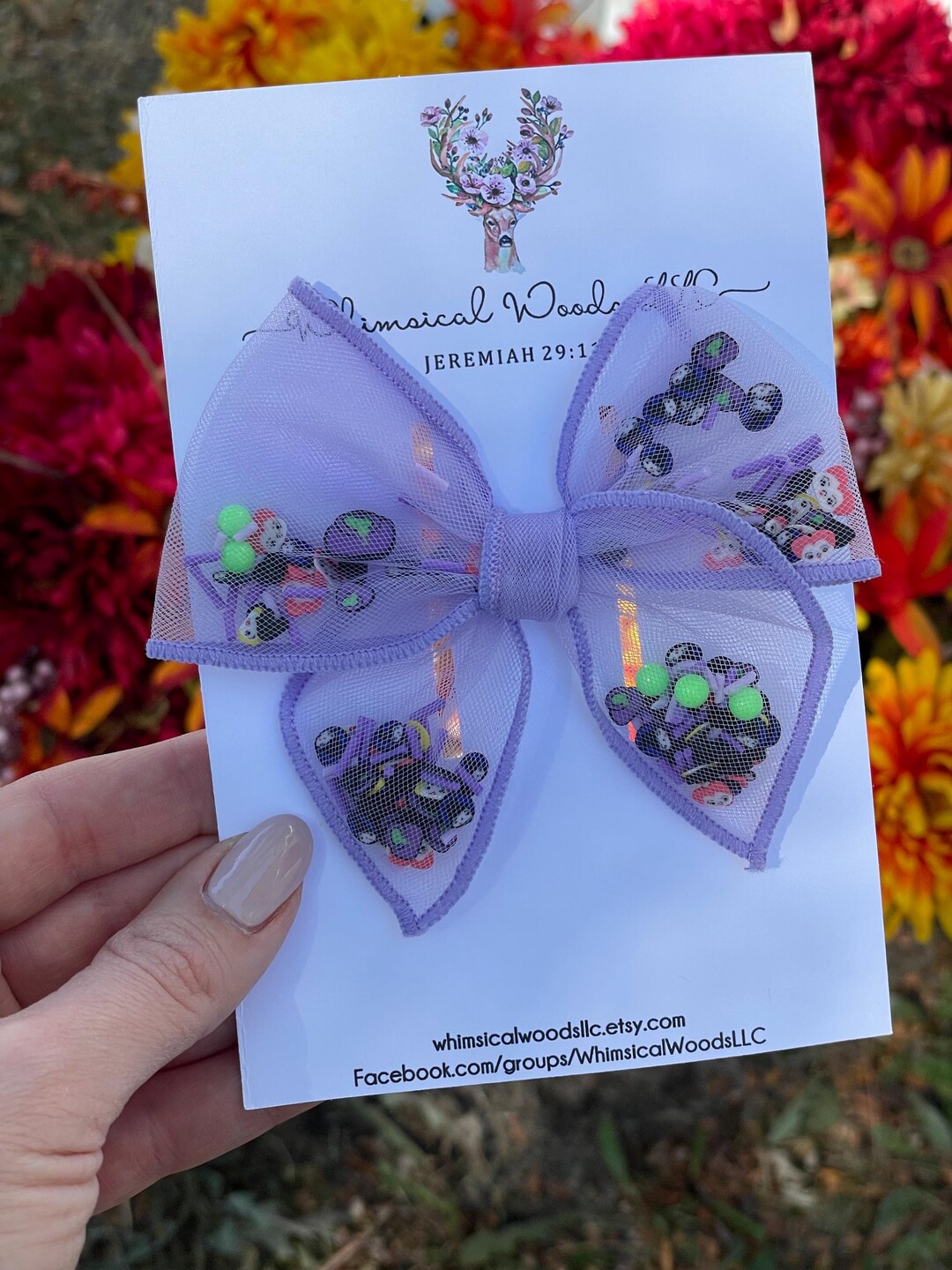 Sanderson Sisters Clay Mini Shaker Bow Handtied Hair Bow Long Tail Bow ...