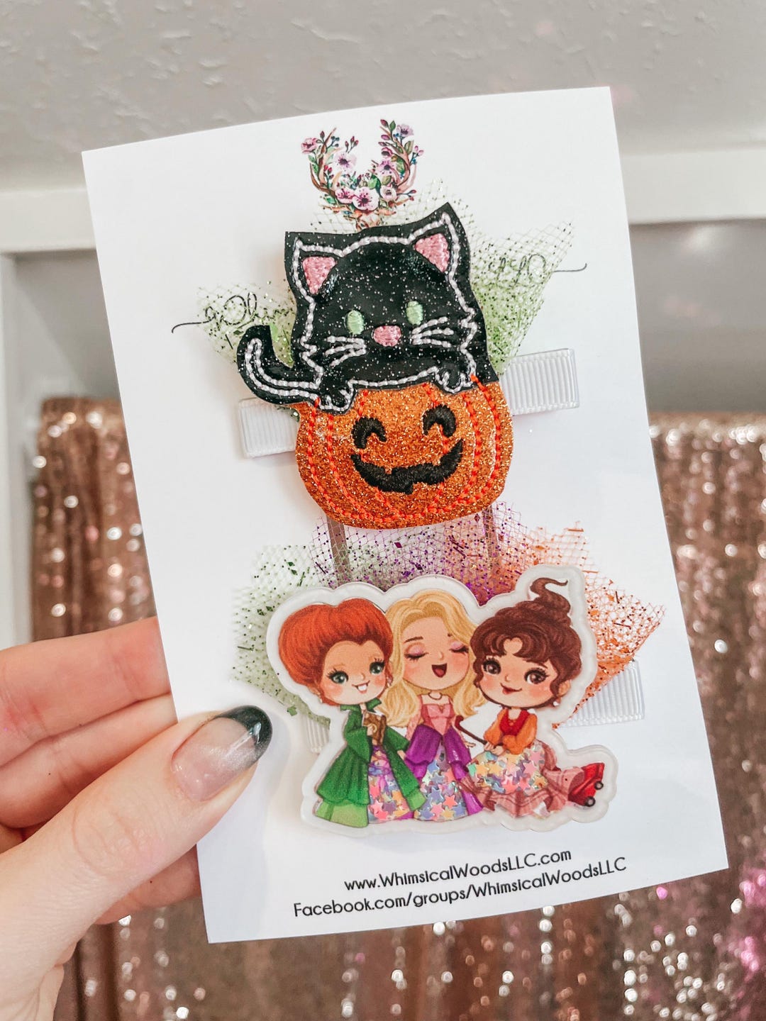 Spooky Sisters and Binx Clip Set Shaker Acrylic Embroidered Vinyl ...