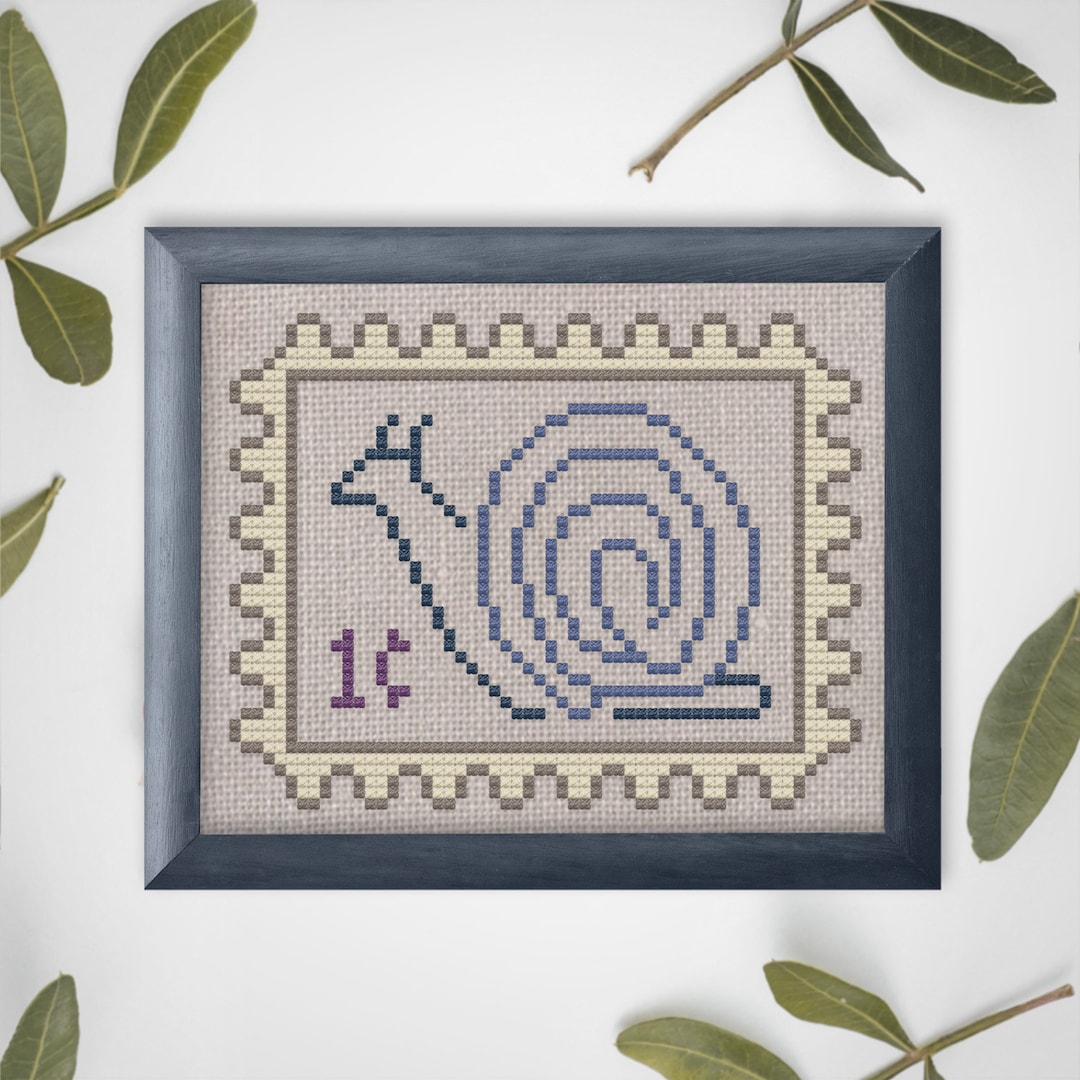 Snail Postage Stamp Cross Stitch Pattern - Etsy
