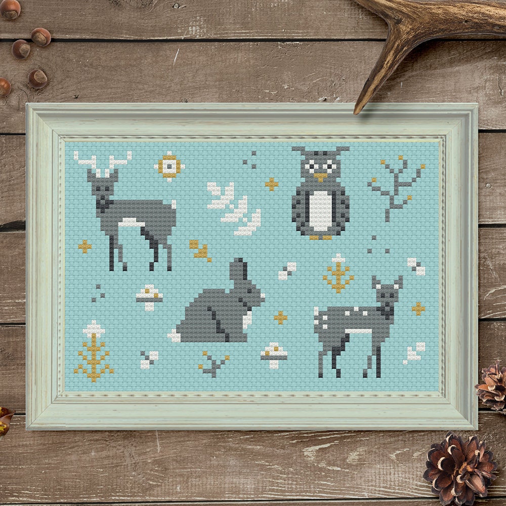 Woodland Creatures Cross Stitch Pattern - Etsy