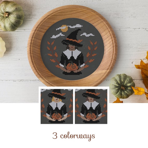 Puritan Witch Cross Stitch Pattern - Etsy