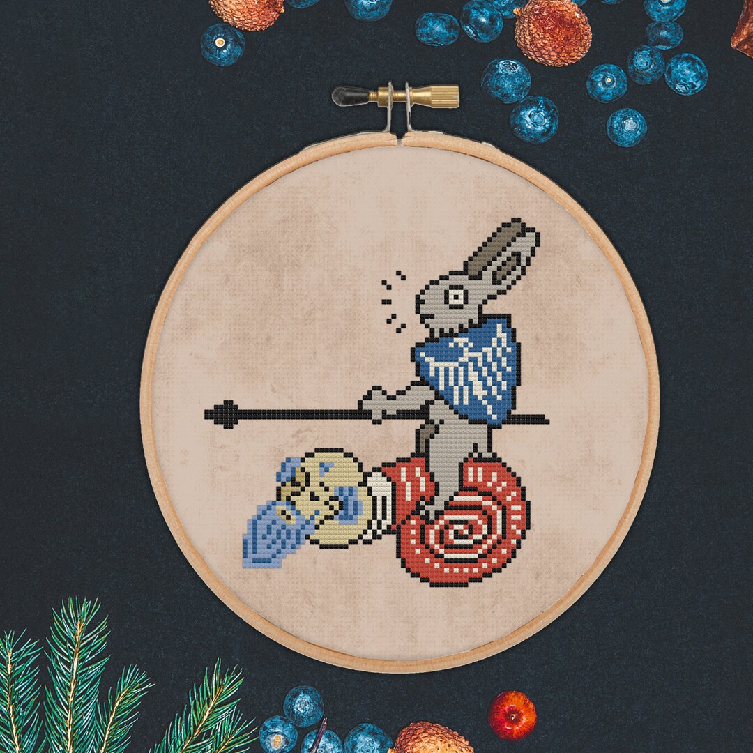 Jousting Rabbit Cross Stitch Pattern - Etsy