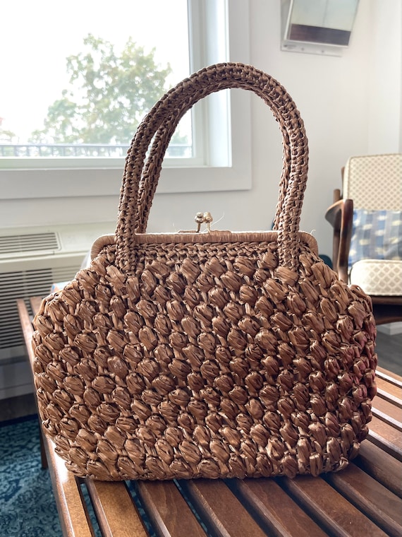 1960’s Vintage Brown Raffia Top Handle Bag - Gem