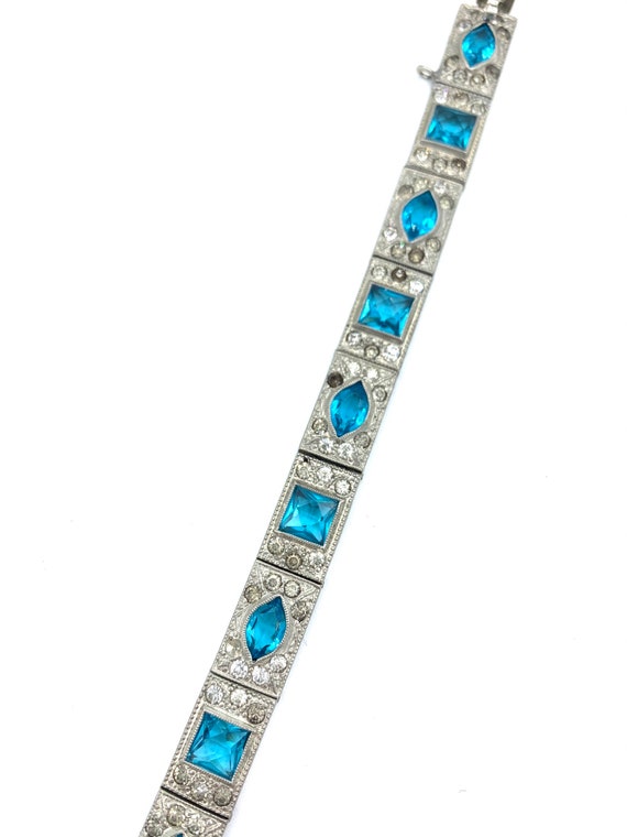 1920’s Antique Turquoise Rhinestones Art Deco Bracelet - Gem