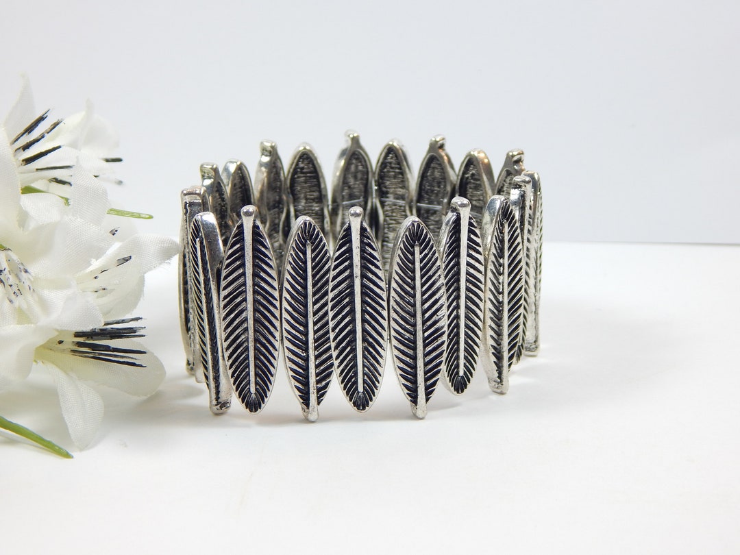 Silver Feather Wide Cuff Bracelet (B171) - Etsy