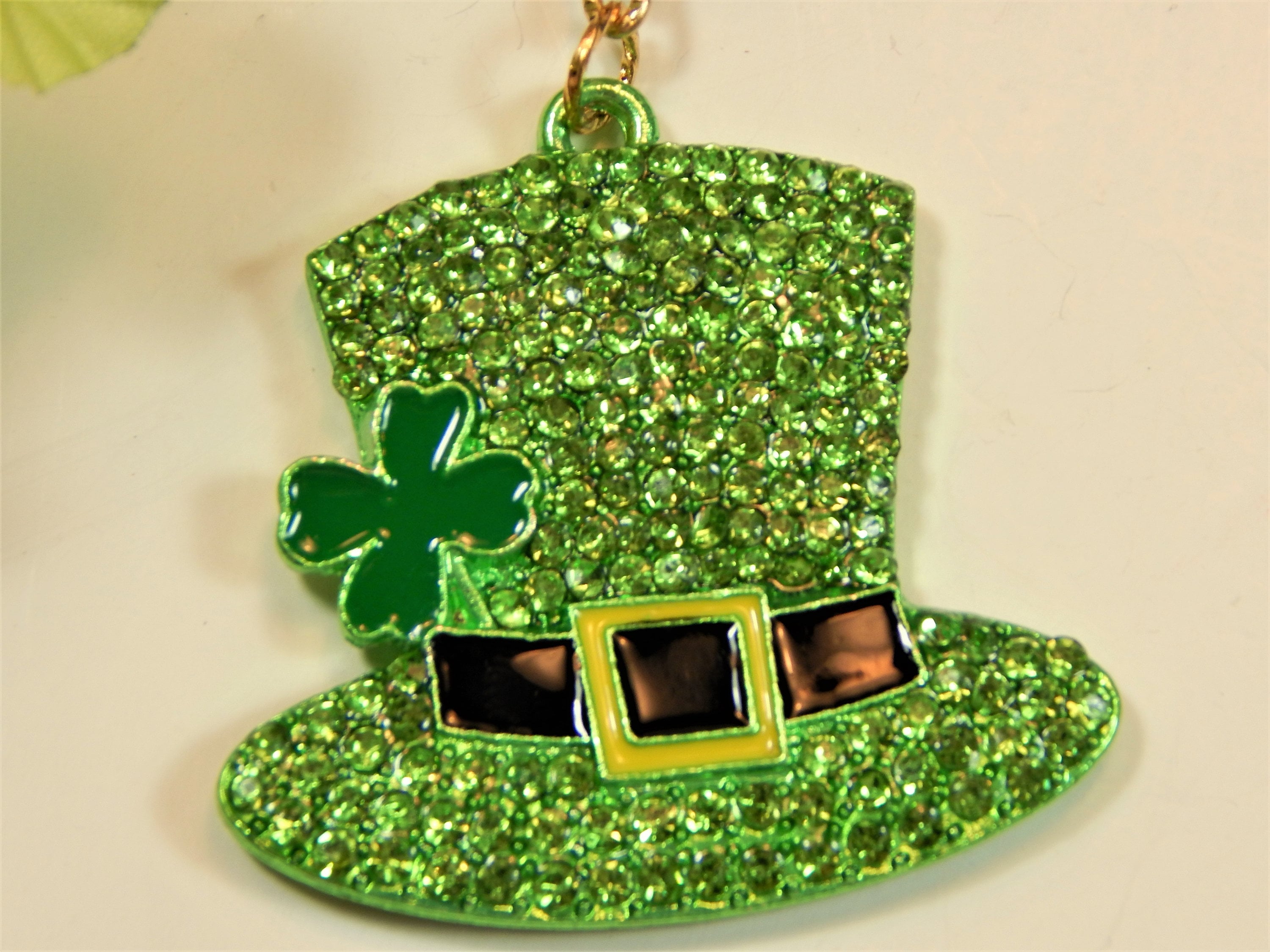 Leprechaun Rhinestone Hat Pendant Necklace (N165) - Etsy