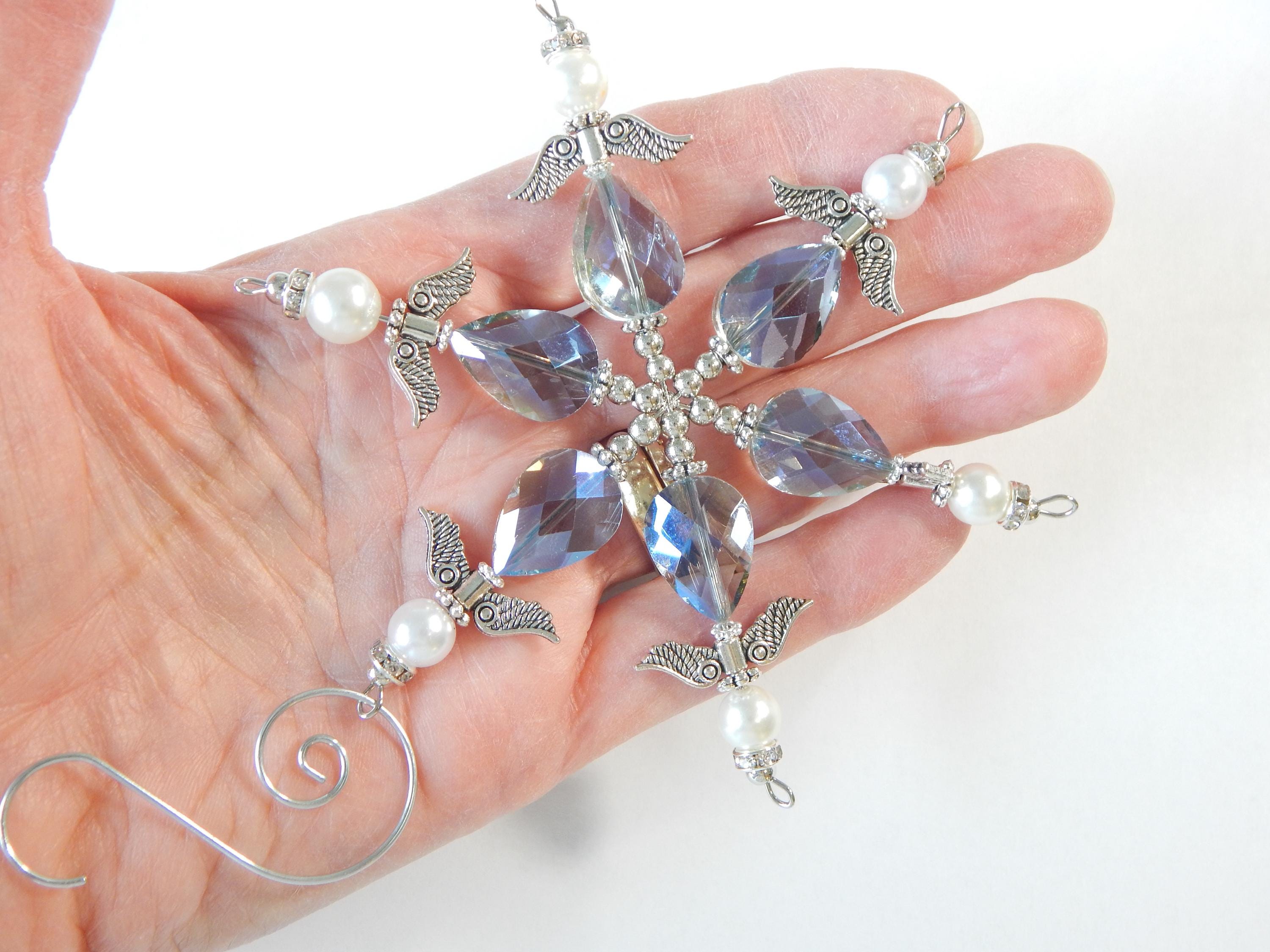 Blue and Crystal Angel Snowflake Christmas Ornament (S39) - Etsy