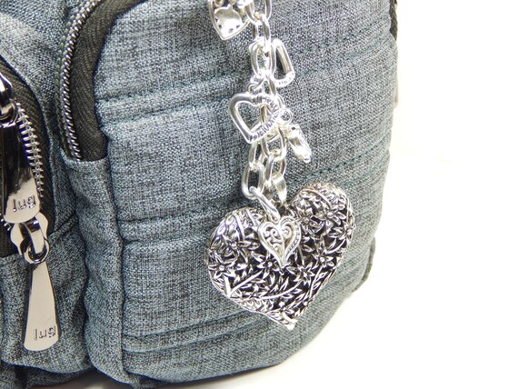 Silver Heart Purse Charm Key Chain FS7 | Etsy