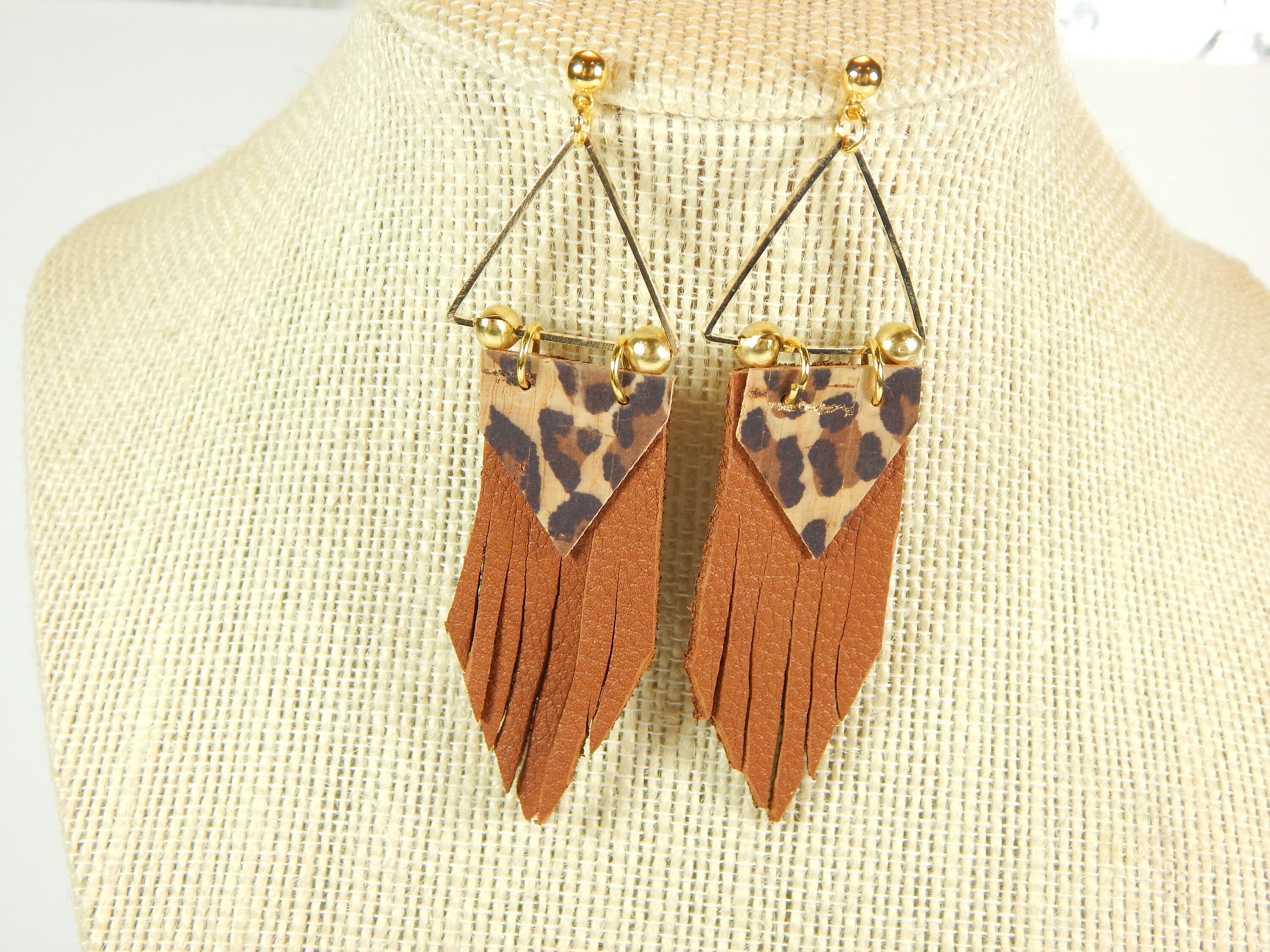 Leopard Print Leather Earrings E247 | Etsy