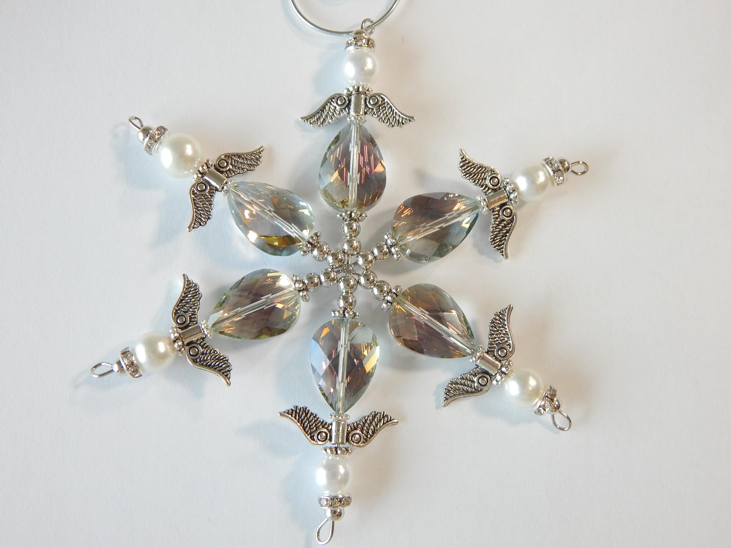 Blue and Crystal Angel Snowflake Christmas Ornament (S39) - Etsy