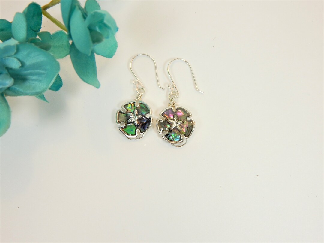 Abalone Shell Sand Dollar Dangle Earrings (E7) - Etsy