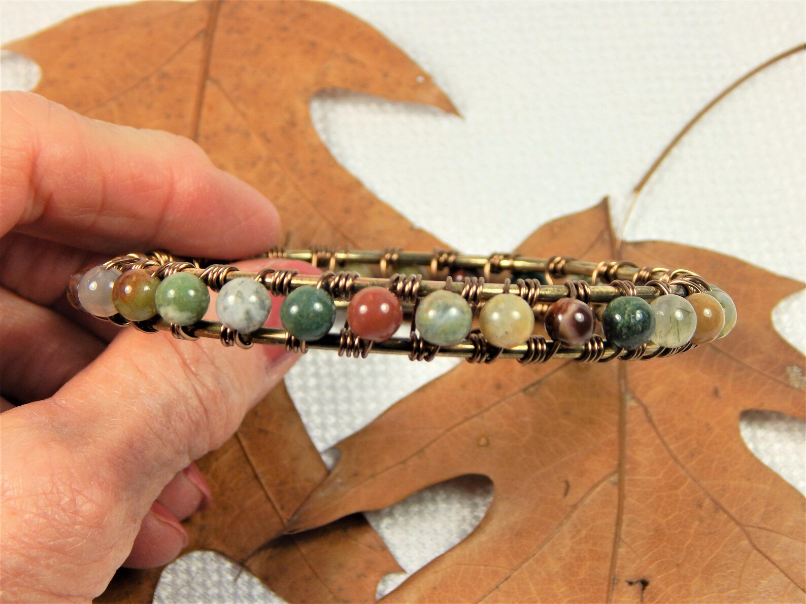 Bracelet Agate Wire Wrapped Stone Bracelet B76 - Etsy