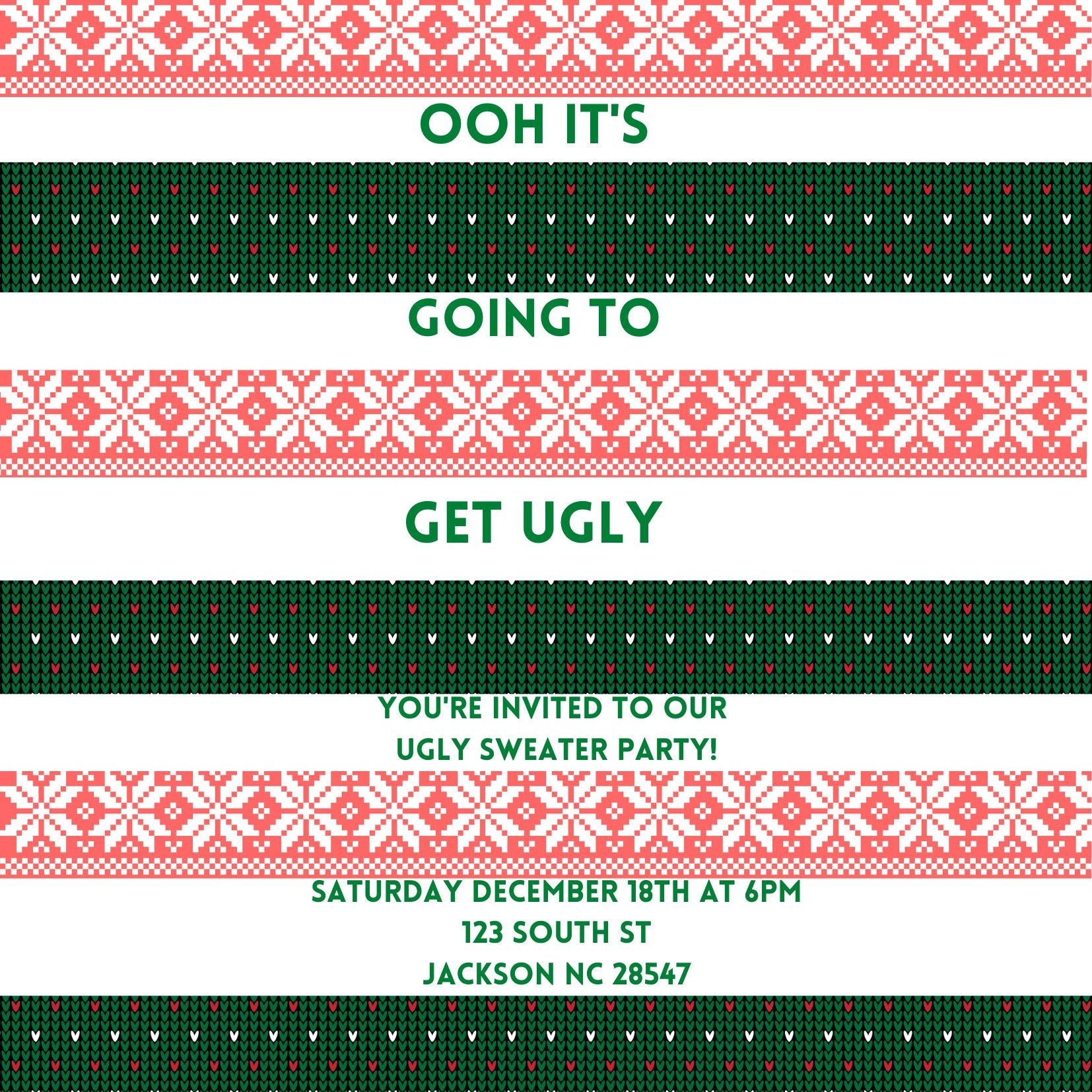 Ugly Sweater Invitation. EDITABLE Personalised Template. Christmas ...