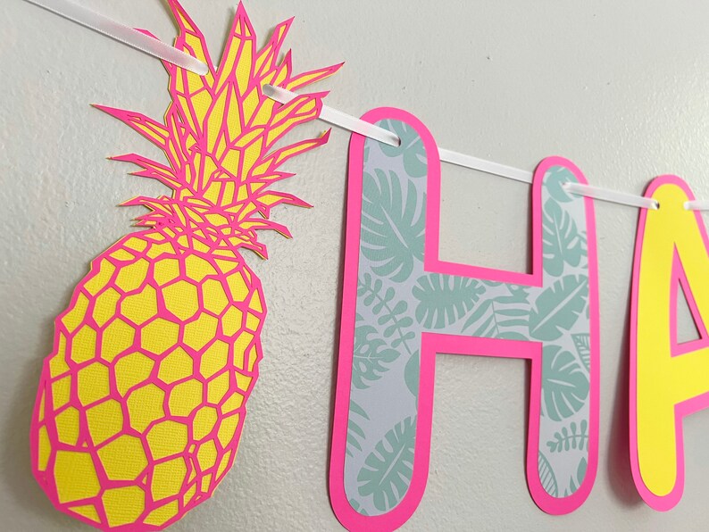 Tropical Birthday Banner, Luau Birthday Party, Hawaii Happy Birthday ...