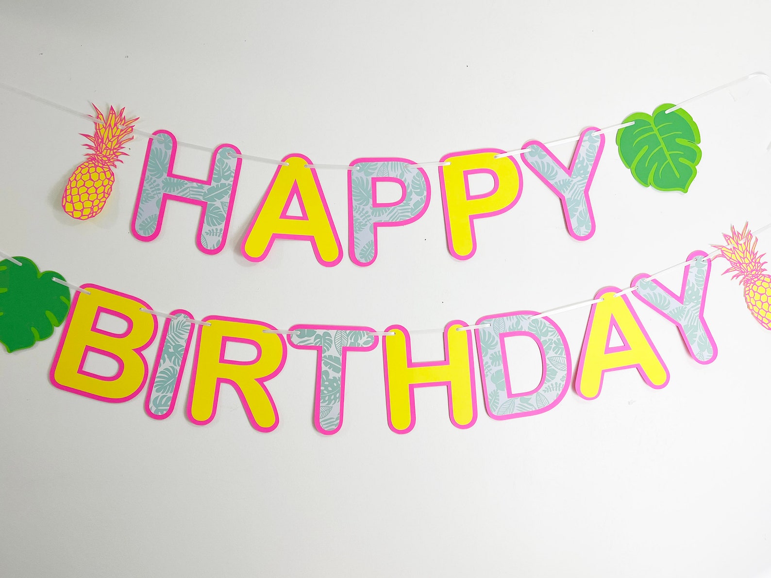 Tropical Birthday Banner, Luau Birthday Party, Hawaii Happy Birthday ...