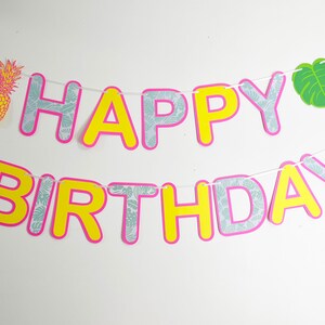 Tropical Birthday Banner, Luau Birthday Party, Hawaii Happy Birthday ...